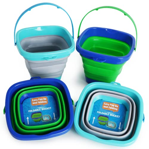 Boley 4pk Foldable Bucket, Large Silicone Collapsible Bucket, Multi Us ...