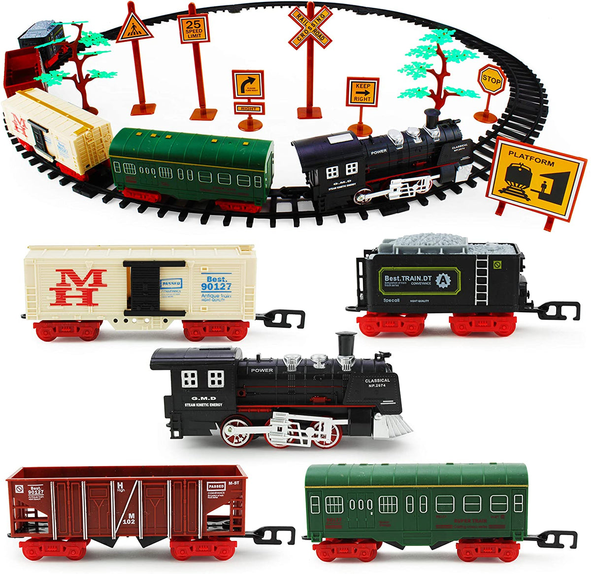 Boley Classic American Model Train Set - Play Toy Train Set with Track ...
